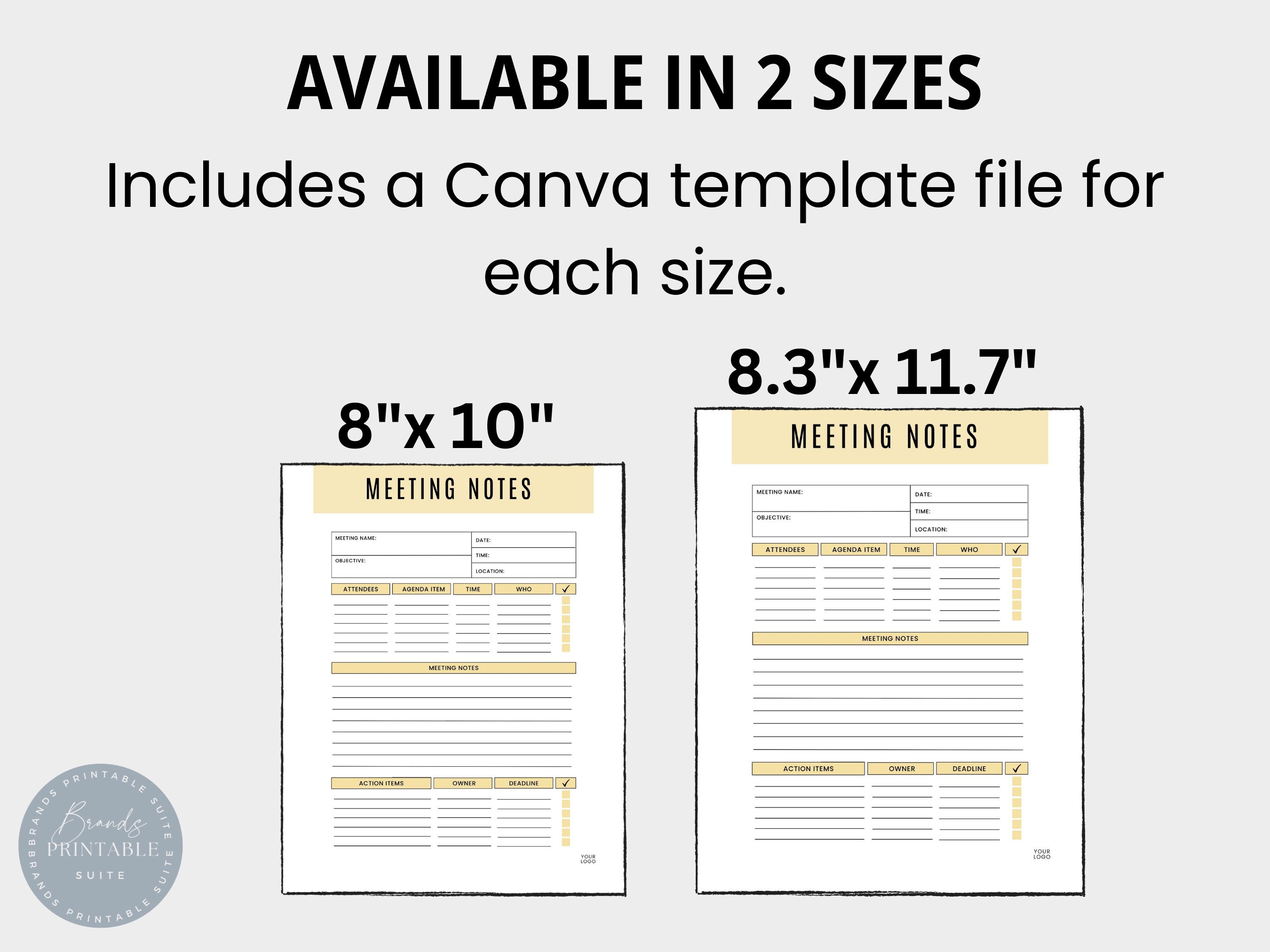 Meeting Agenda Canva Template, INSTANT DOWNLOAD, Meeting Minutes ...