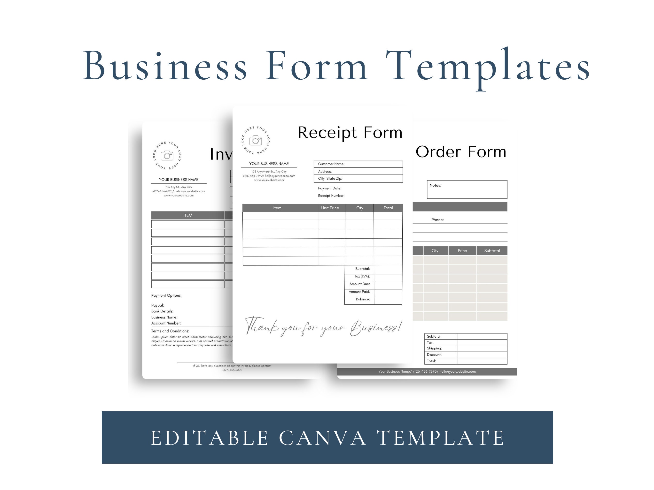 Order Form Template, Invoice Template, Receipt Template, INSTANT ...