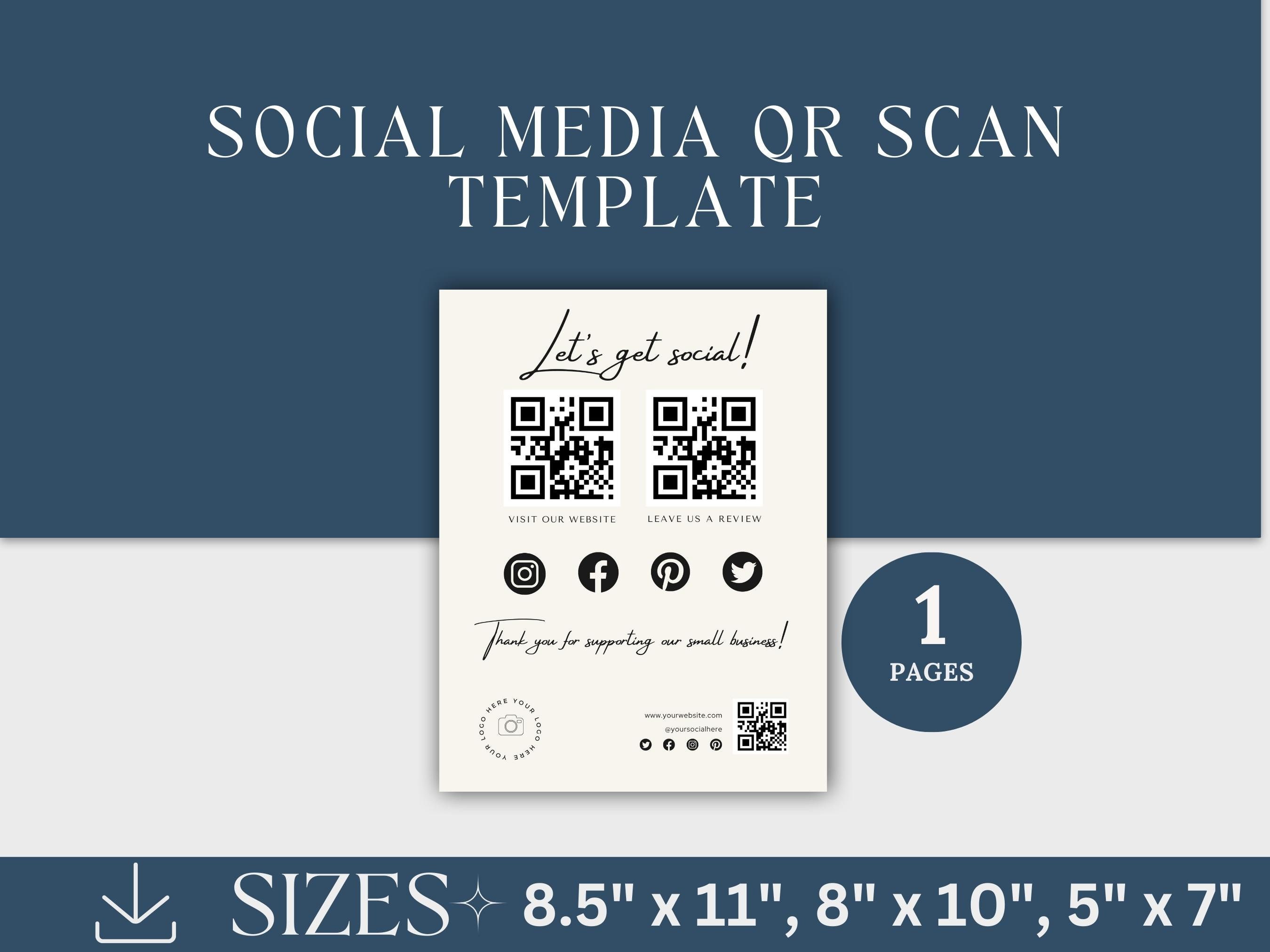 Social Media QR Scan Sign Template, QR Code Sign, Editable Business ...