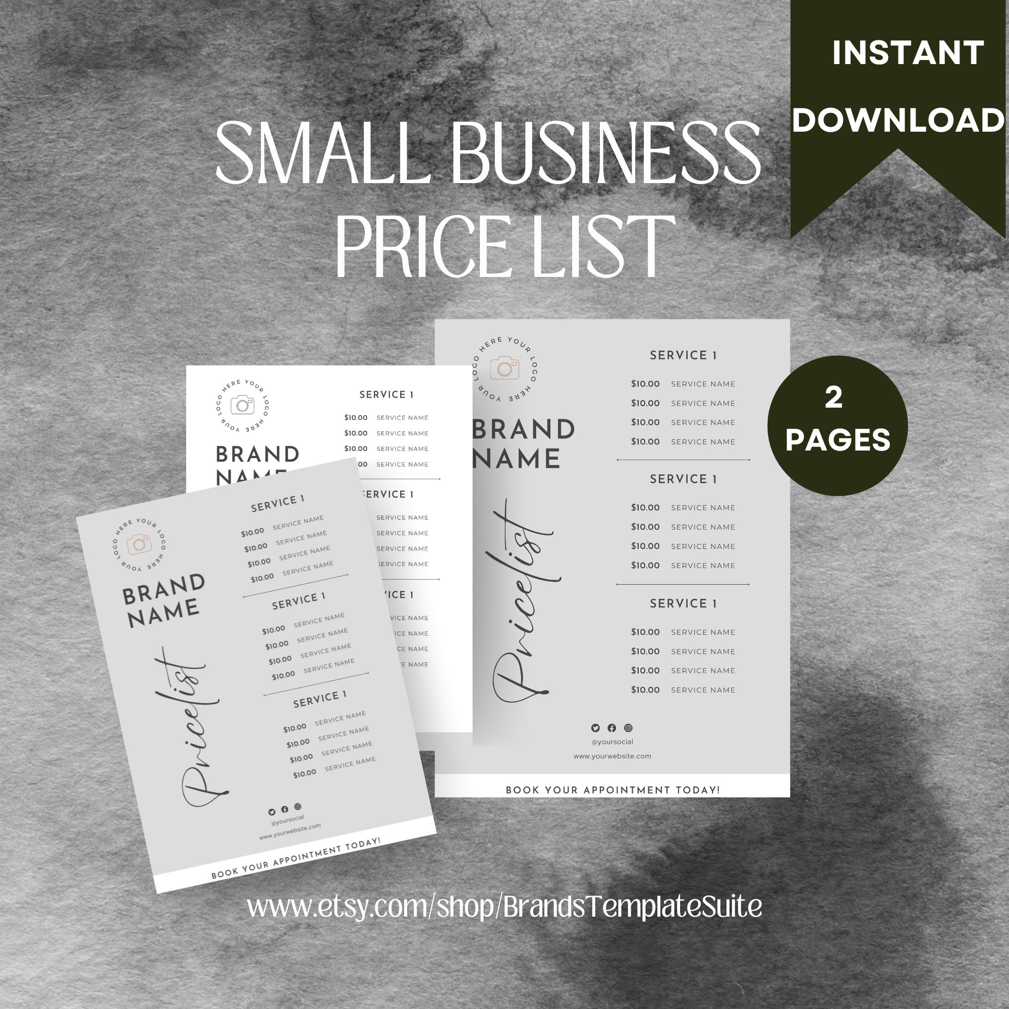 Small Business Price List Template, INSTANT DOWNLOAD, Editable ...