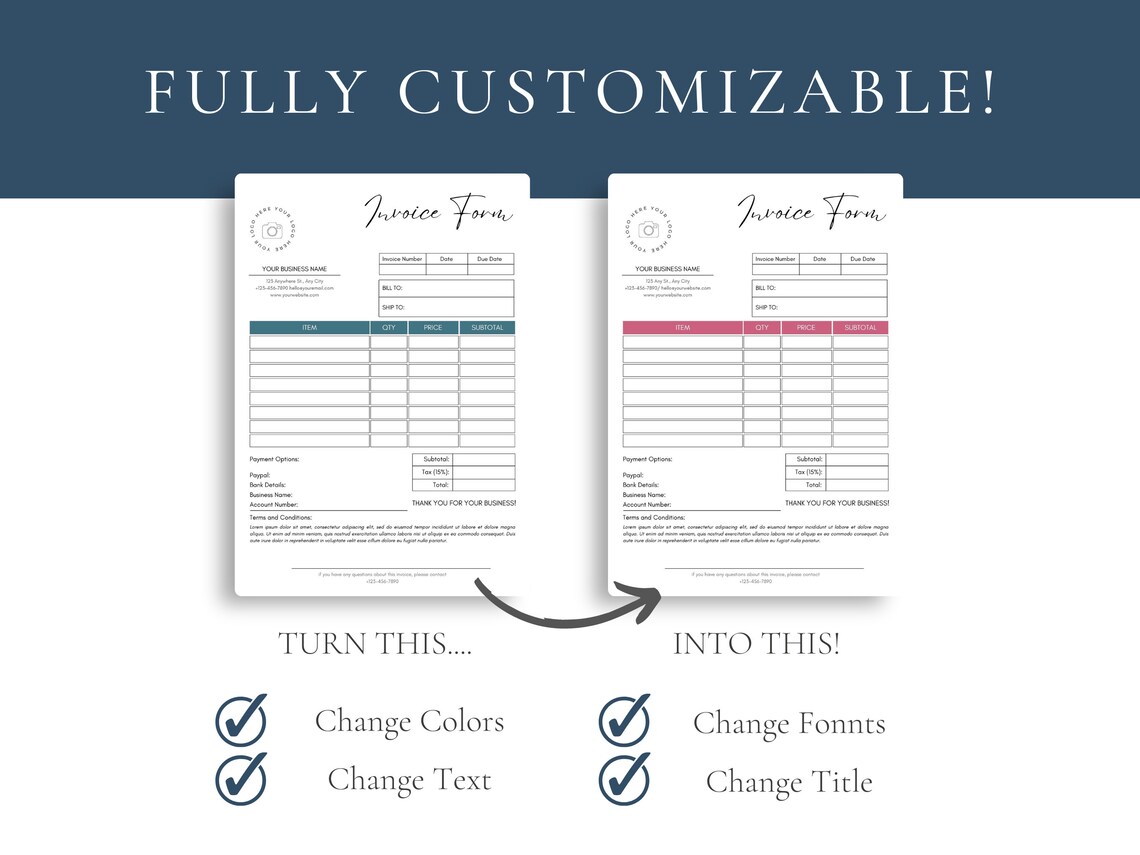 Order Form Template, Invoice Template, Receipt Template, INSTANT ...