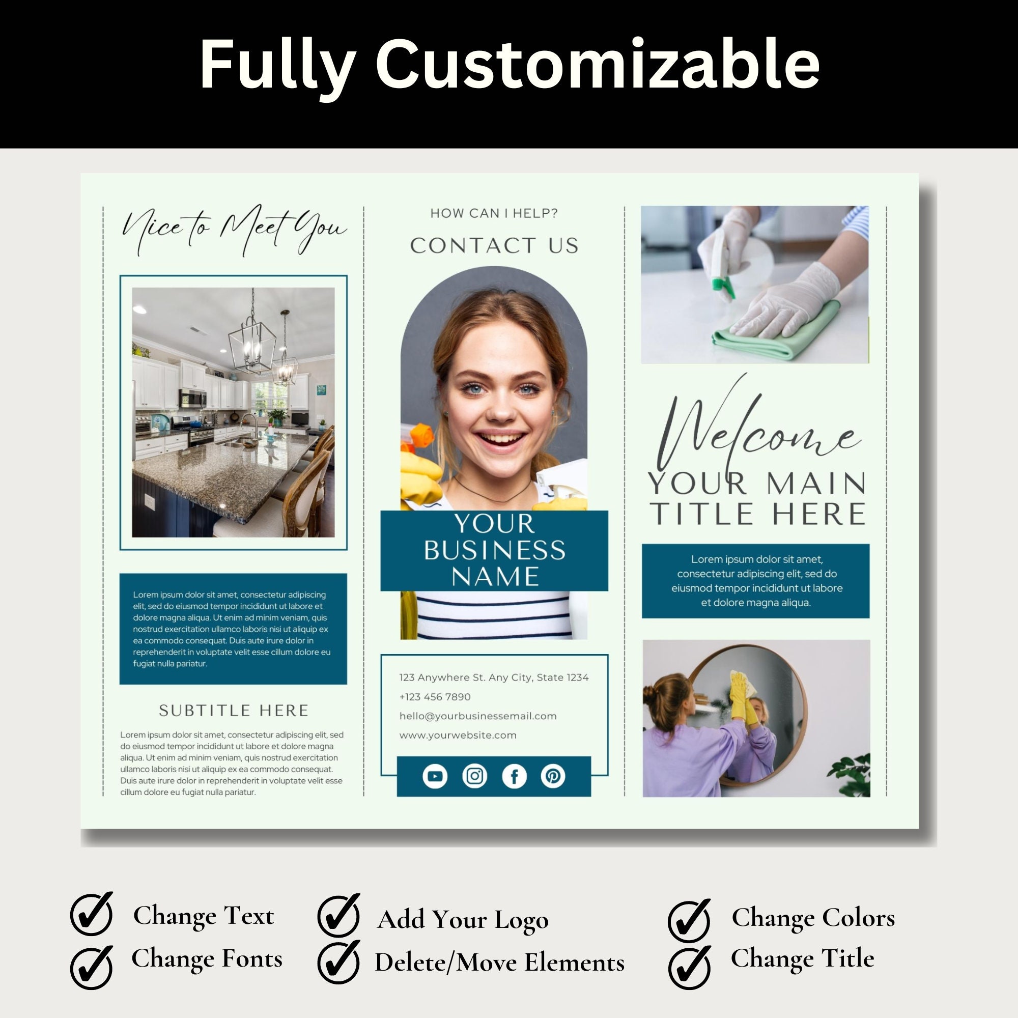 Cleaning Business Trifold Flyer, INSTANT DOWNLOAD, Cleaning Services ...
