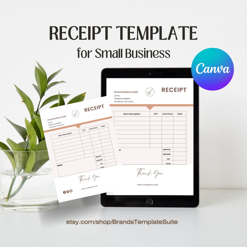 Small Business Receipt Template, INSTANT DOWNLOAD. Business Invoice ...