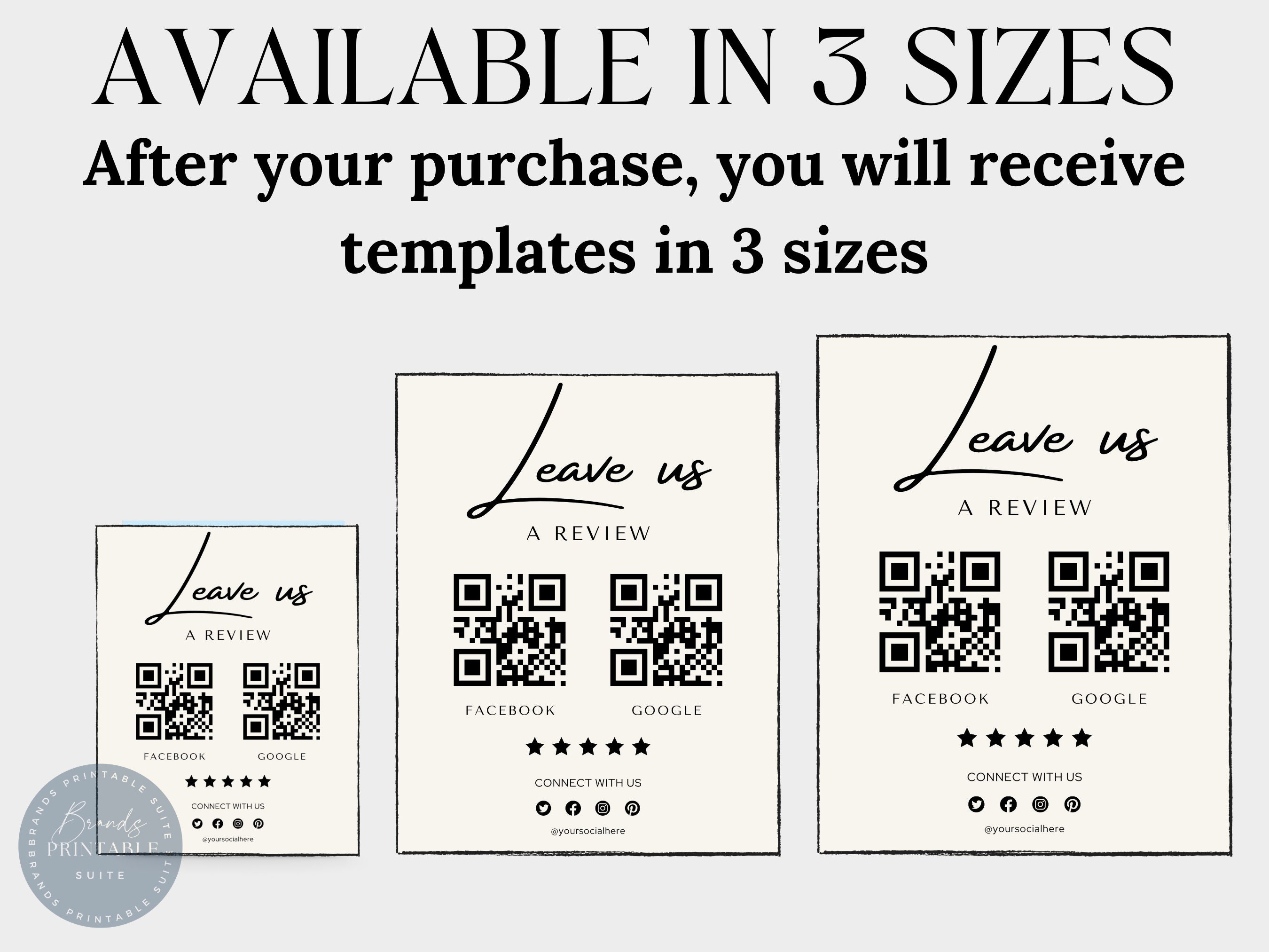 Leave a Review QR Code Template, INSTANT DONWLOAD, Social Media Sign ...