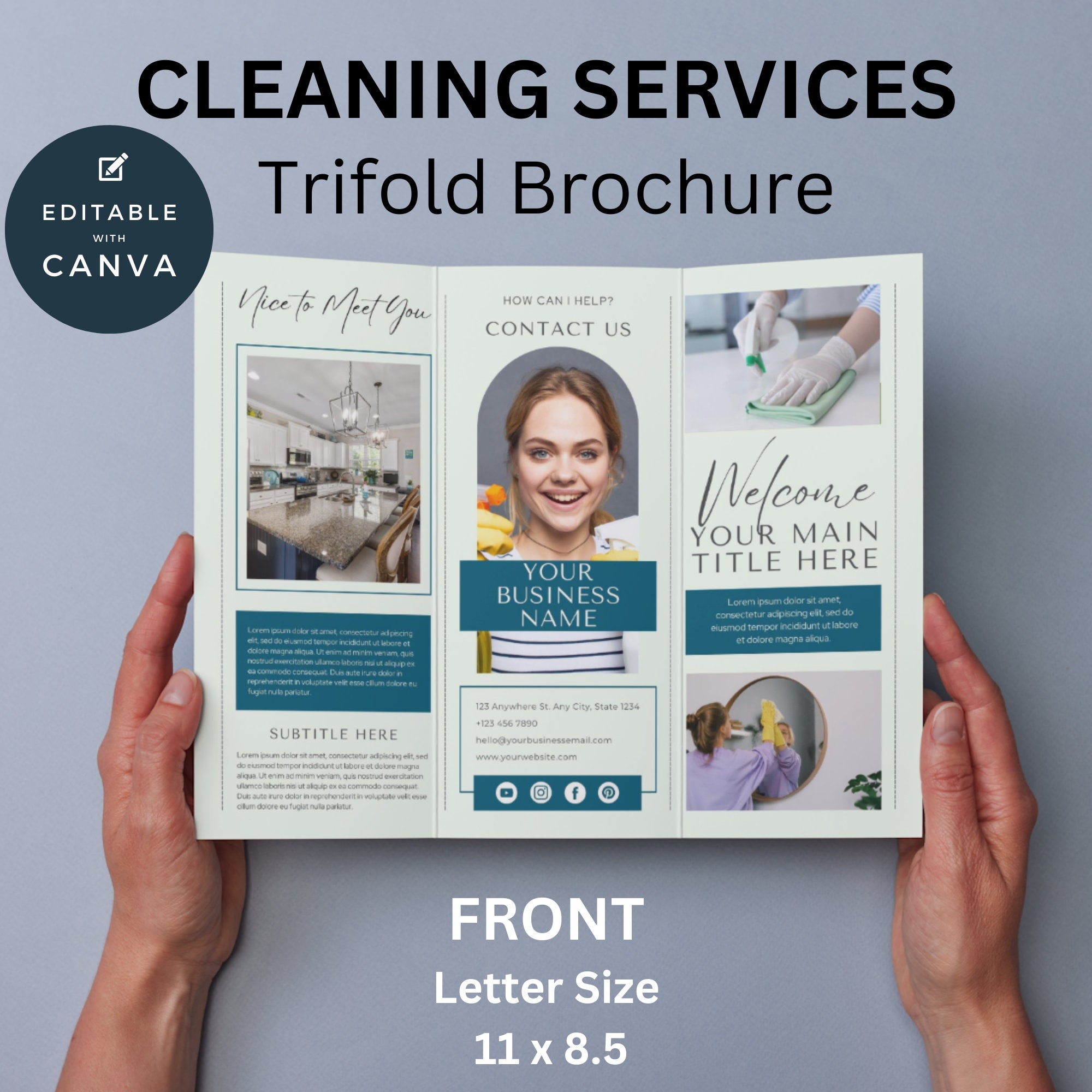 Cleaning Business Trifold Flyer, INSTANT DOWNLOAD, Cleaning Services ...