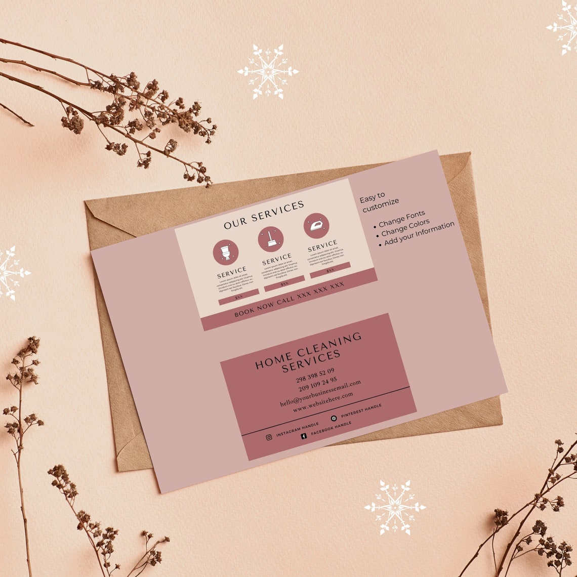 Cleaning Services Business Card INSTANT DOWNLOAD, Editable Canva ...