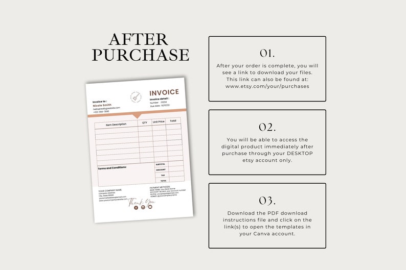 Small Business Receipt Template, INSTANT DOWNLOAD. Business Invoice ...