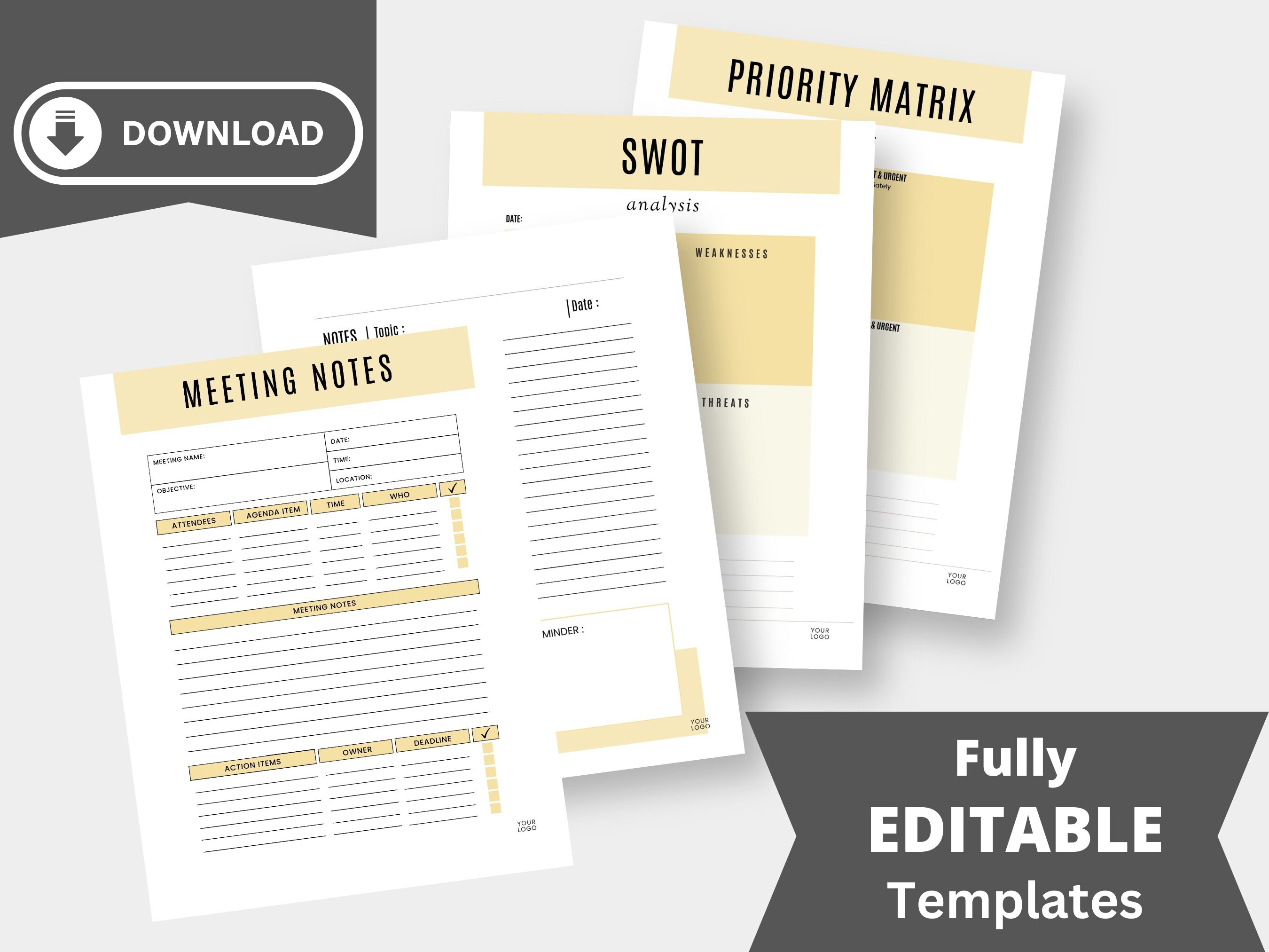 Meeting Agenda Canva Template, INSTANT DOWNLOAD, Meeting Minutes ...