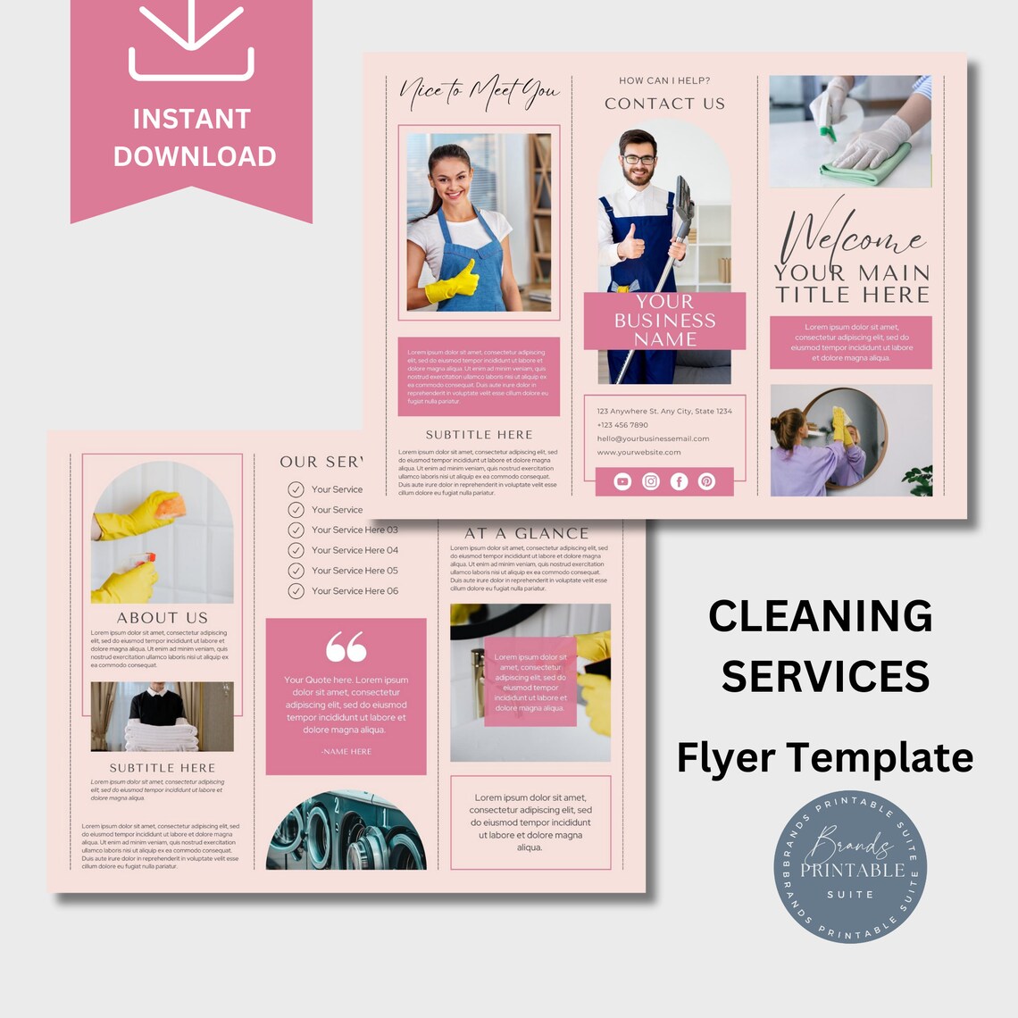 Cleaning Business Trifold Flyer, INSTANT DOWNLOAD, Cleaning Services ...