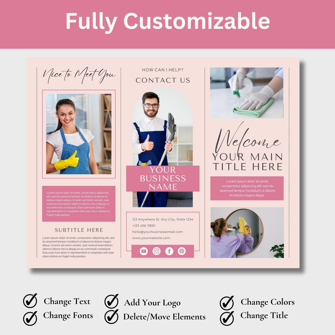 Cleaning Business Trifold Flyer INSTANT DOWNLOAD Cleaning - Etsy