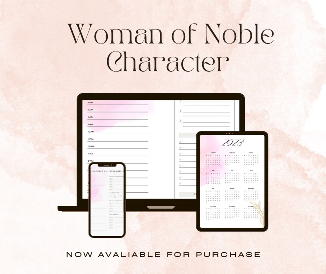 2023 Digital Planner | Woman of Noble Character 2023 Planner | Daily ...