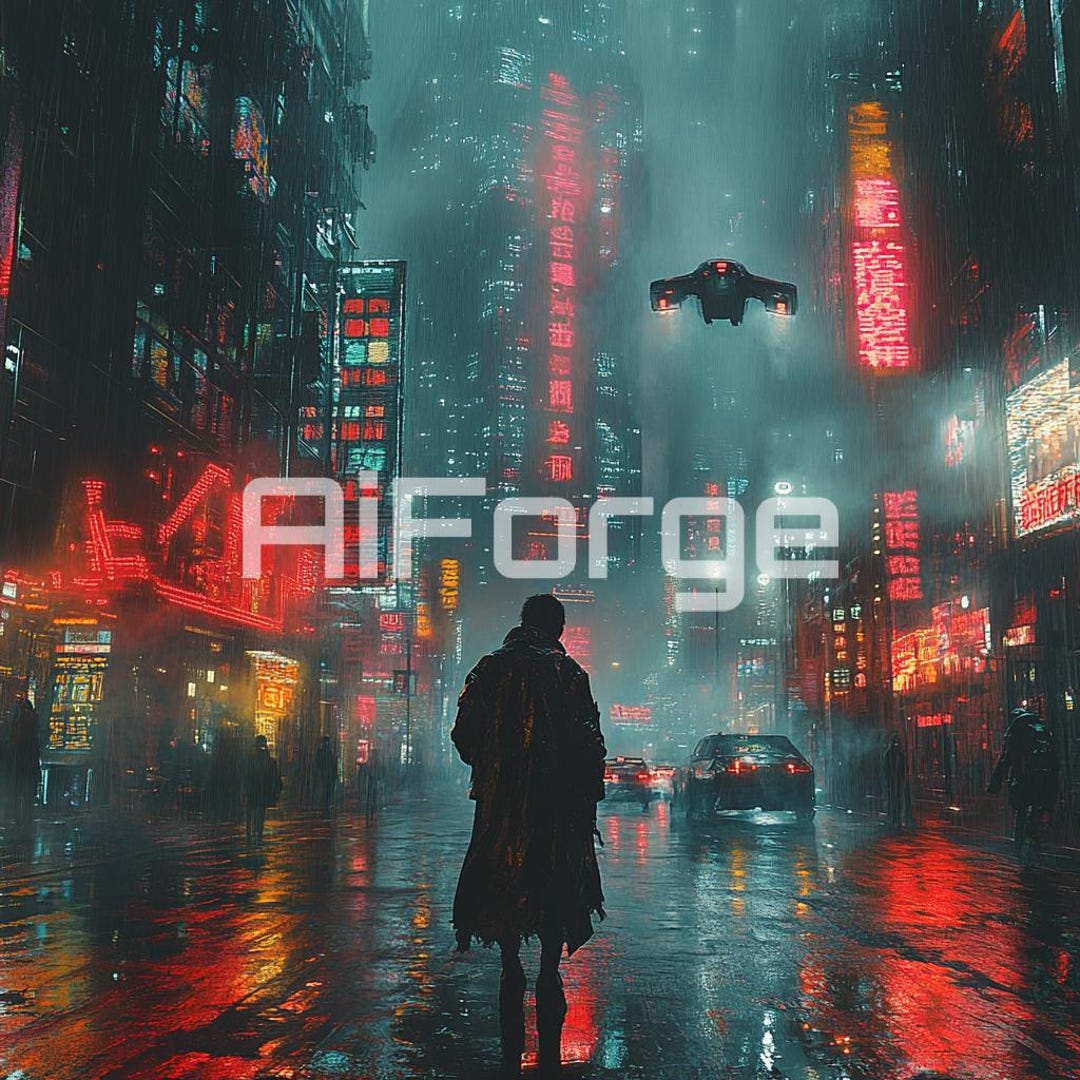 Dystopian Cyberpunk City Art Print | Futuristic Landscape | Neon Wall ...