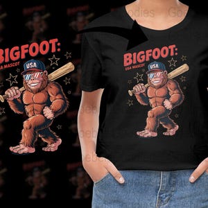 Patriotic Bigfoot PNG: USA Baseball Sasquatch Sublimation Design - Etsy
