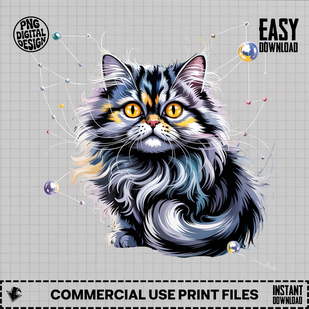 Cat PNG, Gray Cat Clipart, Spheres Png, Cat Png, Cute Cat, Sublimation ...