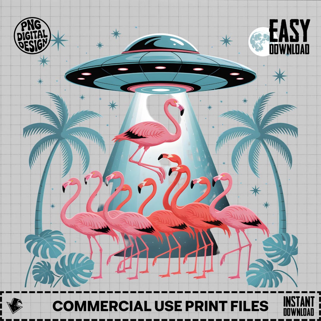 Flamingo UFO Png, Alien Abduction Png, Summer Digital Download PNG ...
