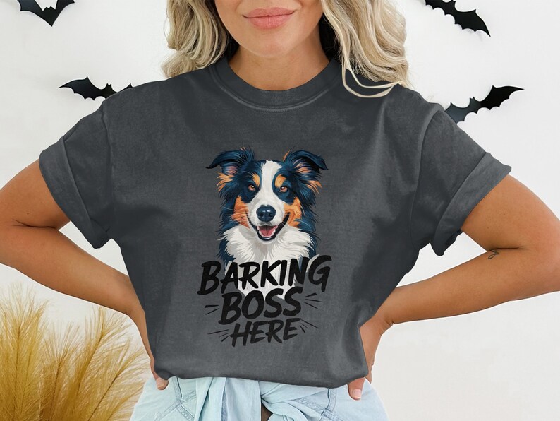 Barking Boss Here Graphic Tee, Funny Dog Lover Shirt, Cool Dog Design ...