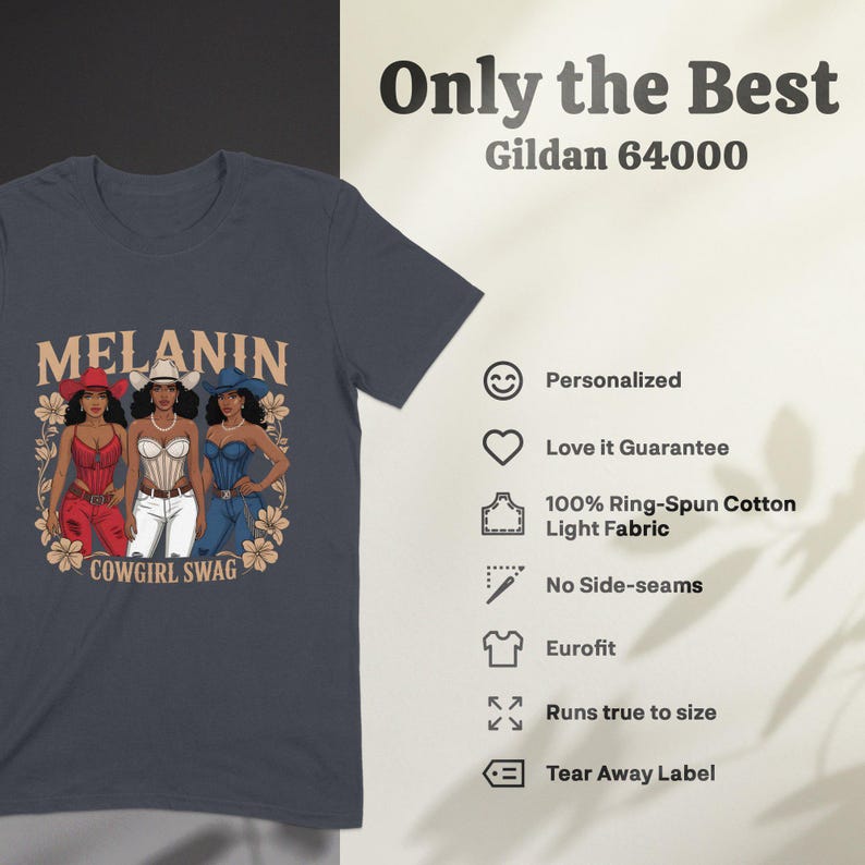 Melanin Cowgirl T-shirt: Black Cowgirl Swag, Rodeo Graphic Tee - Etsy UK