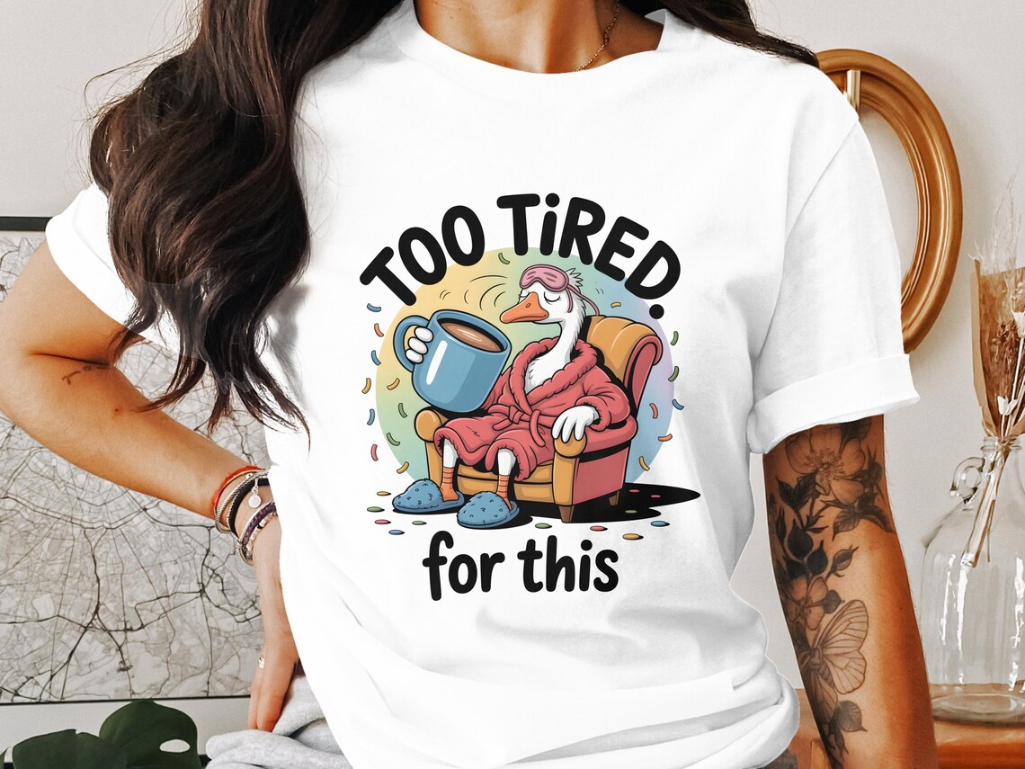 Funny Tired Goose PNG: Coffee & Sleep Mask Clipart (digital Download ...