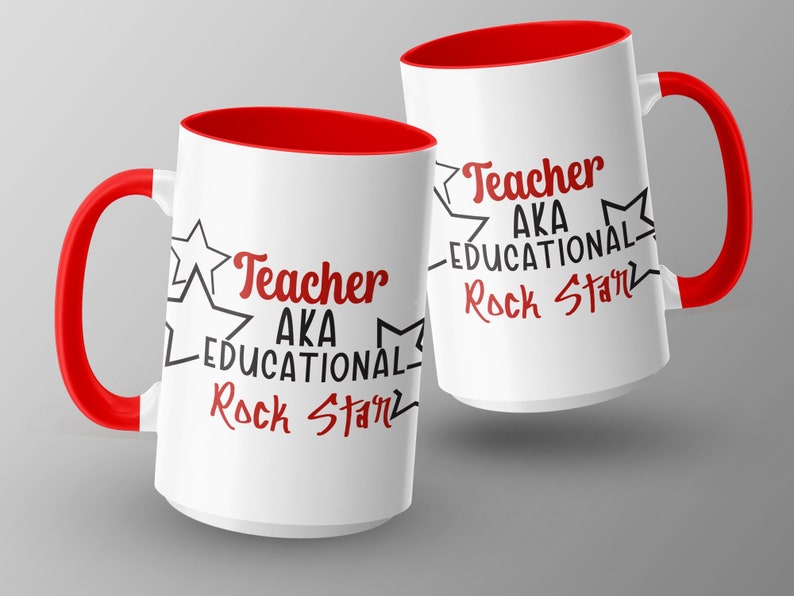 Teacher AKA Educational Rock Star Mug, Gift for Teachers, Appreciation Mug for Educators, School ...