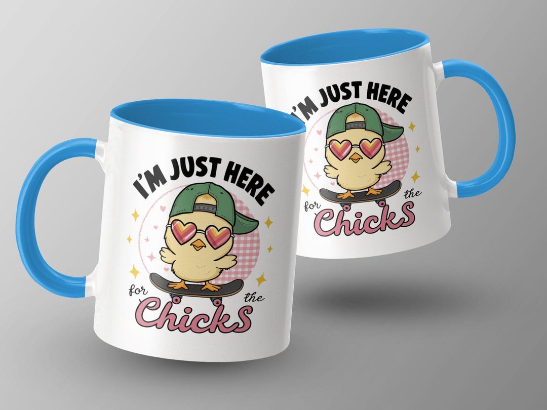I'm Just Here for the Chicks Mug, Cute Chick Mug, Fun Skateboarding Mug ...