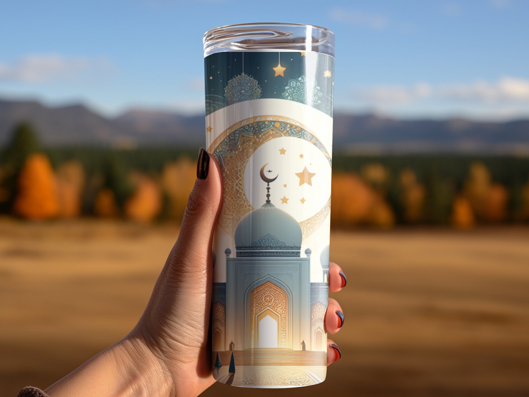 Islamic Mosque Art Design, Islamic Tumbler, Custom Mosque Design, Moon ...