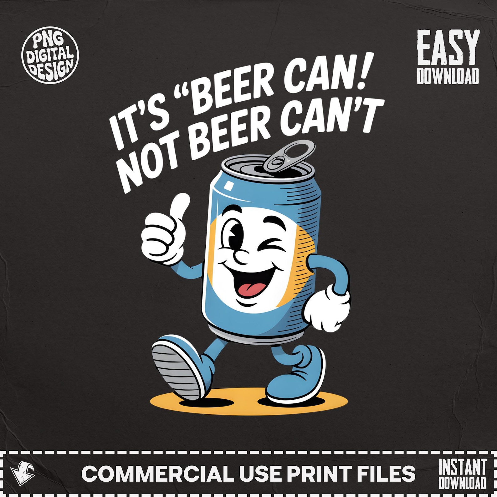 Funny Cartoon Beer Can PNG: Retro Clipart (digital Download - Etsy