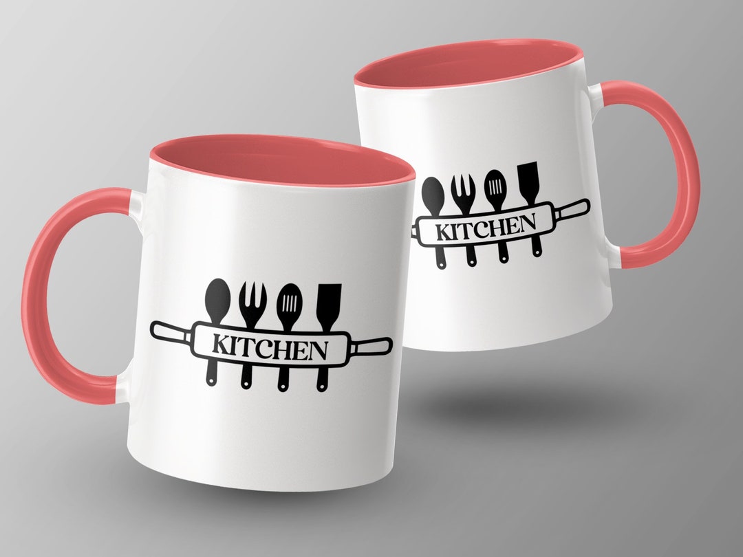 Kitchen Themed Mug, Cooking Utensils Coffee Cup, Fun Chef Kitchen Decor ...