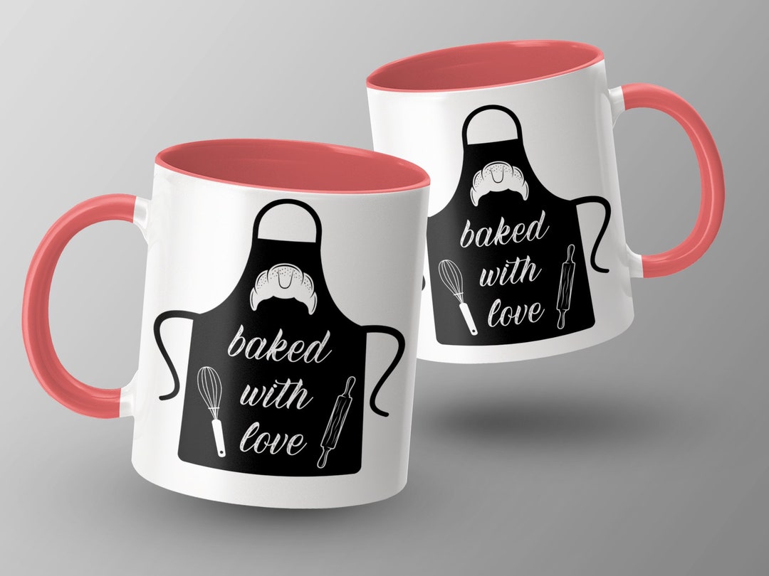 Baked With Love Mug, Cute Baking Mug, Fun Kitchen Decor Mug, Gift for ...
