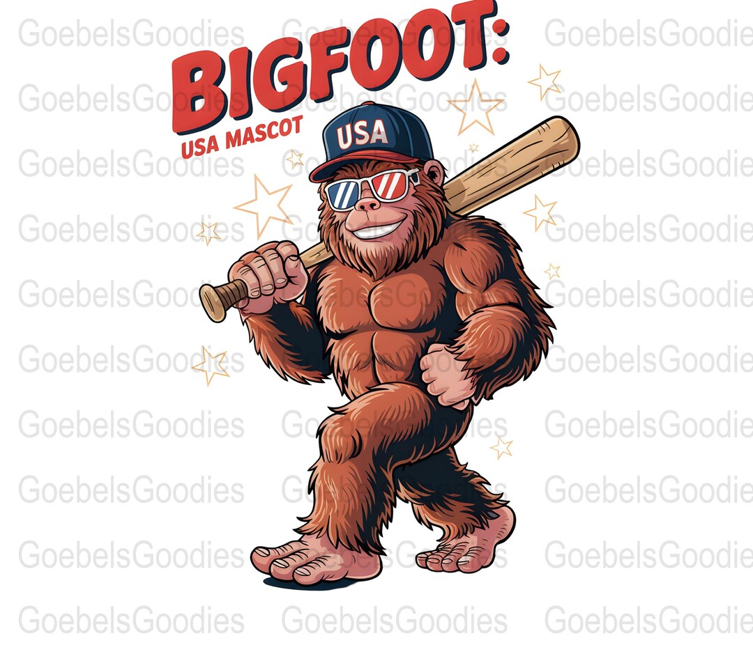 Patriotic Bigfoot PNG: USA Baseball Sasquatch Sublimation Design - Etsy