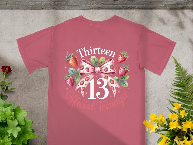 Official Teenager T-shirt: Strawberry Bow Sweet 16 Birthday Tee - Etsy UK