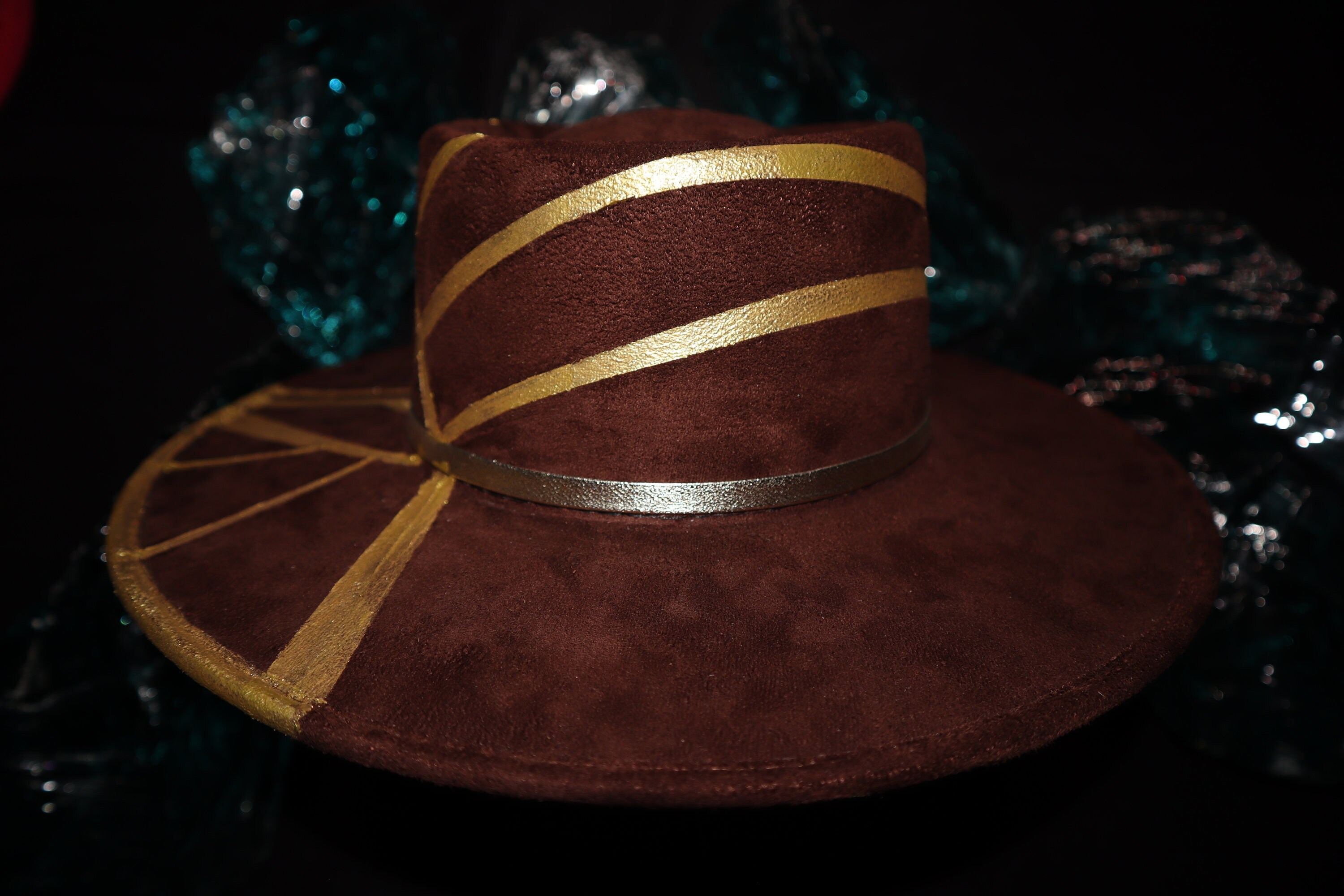 Brown Suede Hat. Art Deco Style. Hand Painted Hat - Etsy