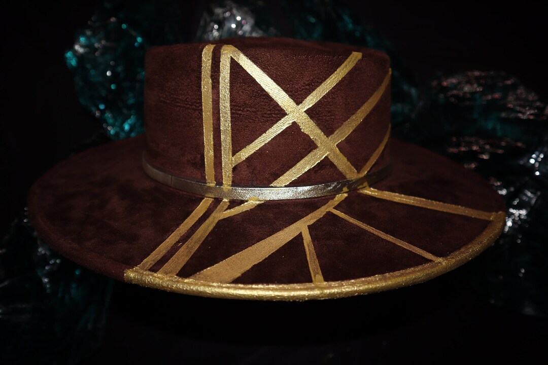 Brown Suede Hat. Art Deco Style. Hand Painted Hat - Etsy