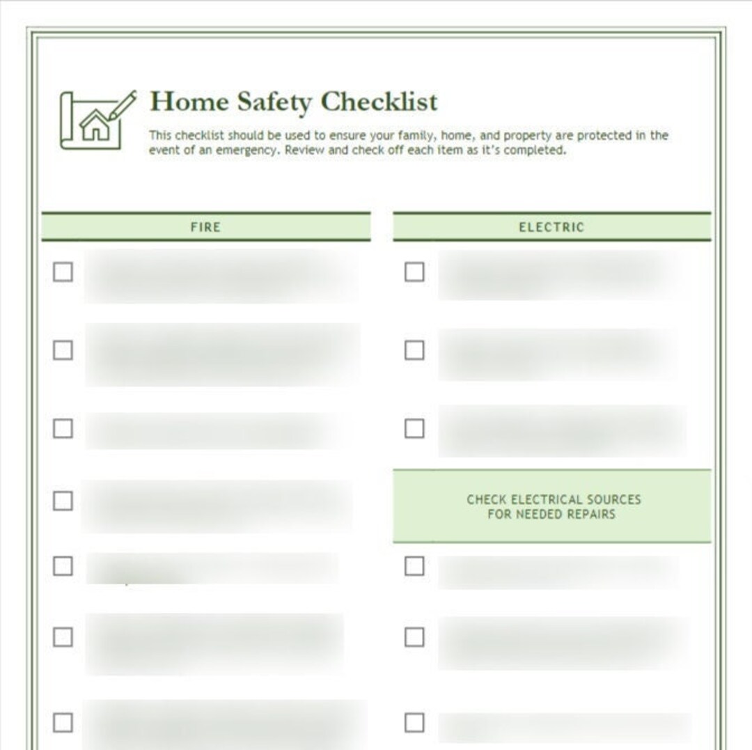 Home Safety Checklist (green) - Etsy