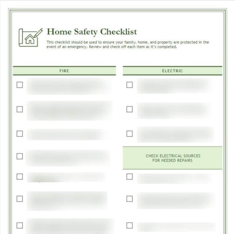 Home Safety Checklist green - Etsy