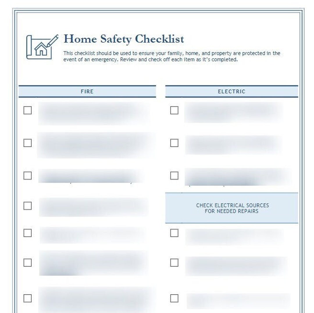 Home Safety Checklist (blue) - Etsy