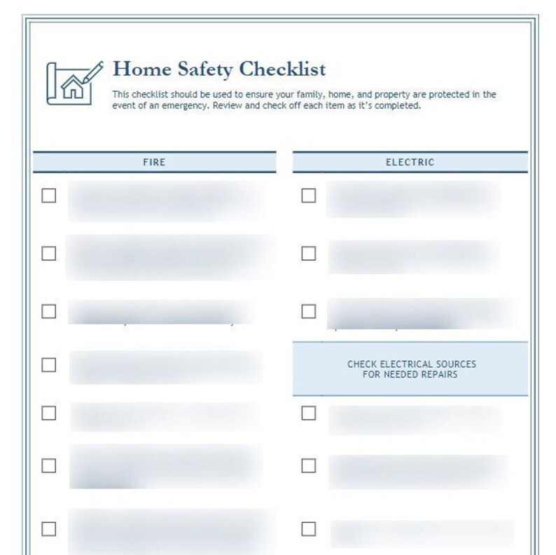Home Safety Checklist (blue) - Etsy