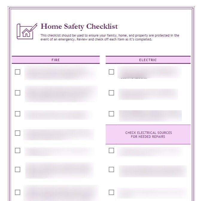 Home Safety Checklist (purple) - Etsy