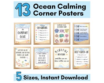 Calming Corner Posters for Homeschool Calm Down Corner Ocean Posters ...