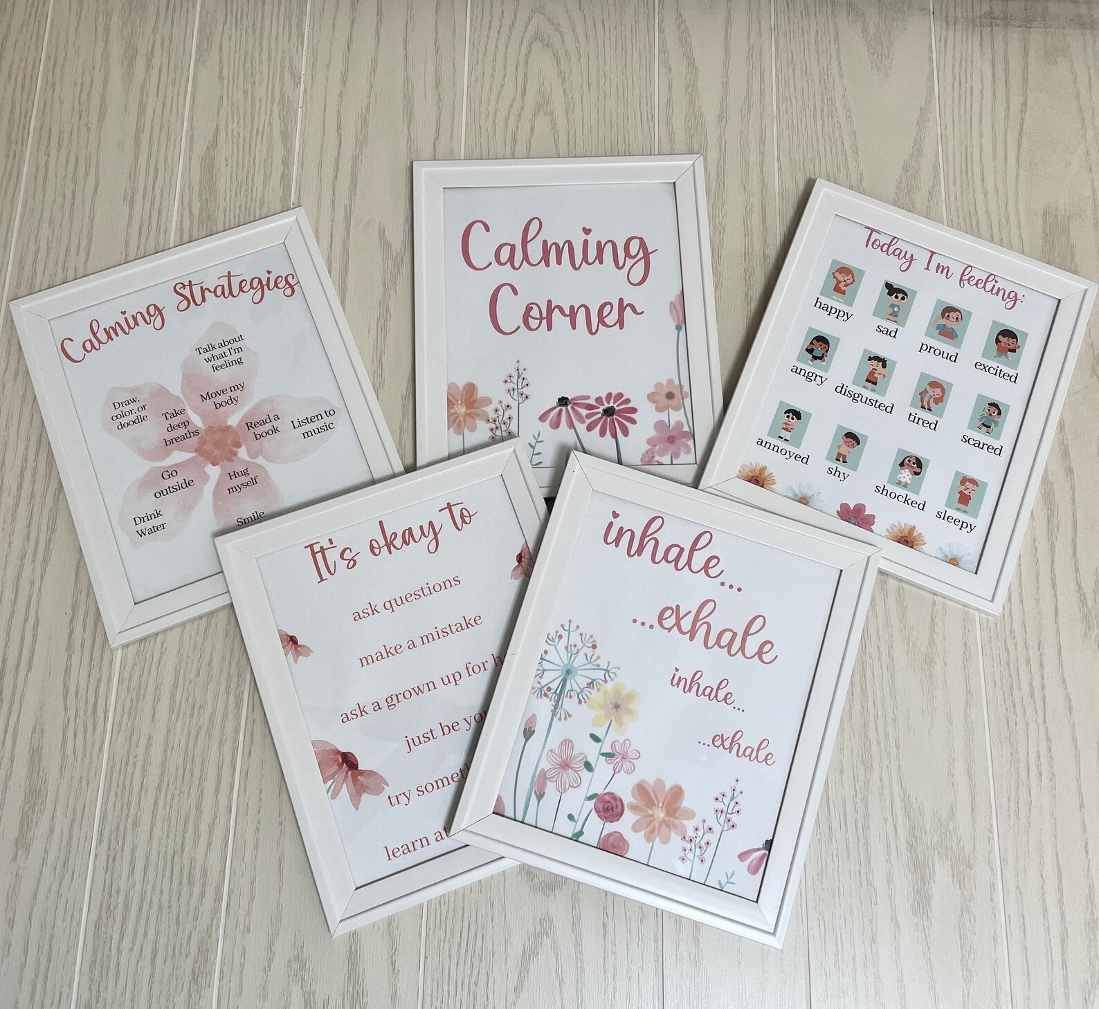 Calming Corner 18 PAGES Floral Wall Art for Preschool Classroom Calm ...