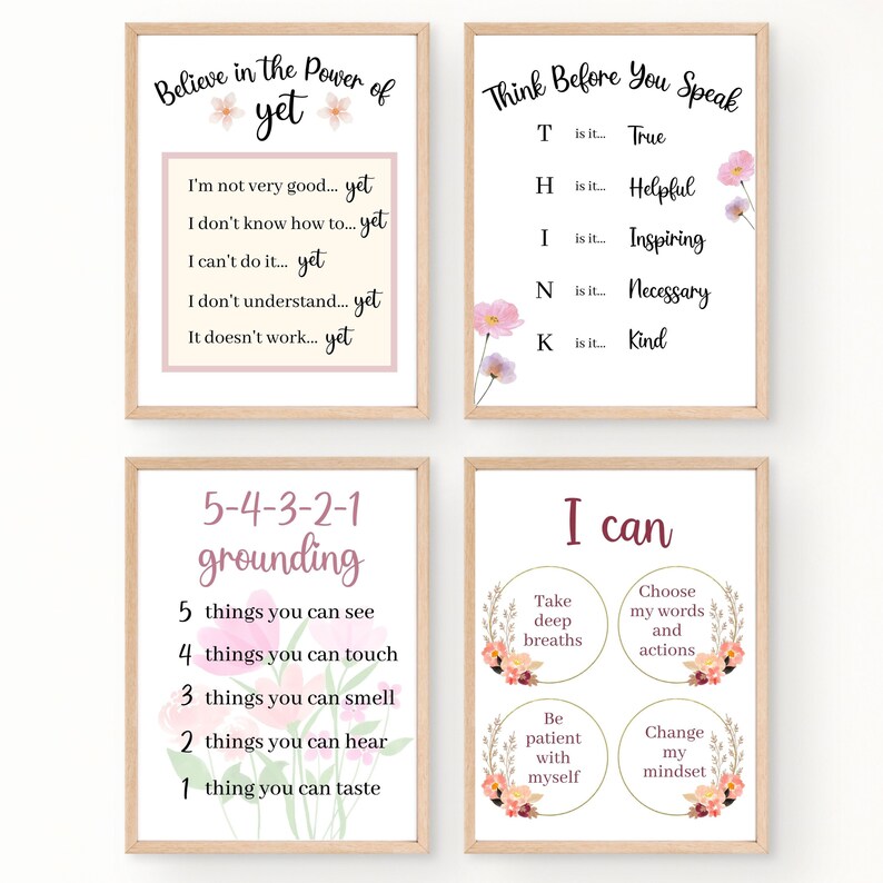 Preschool Classroom Posters Calm Down Corner Floral Wall Art for Calm ...