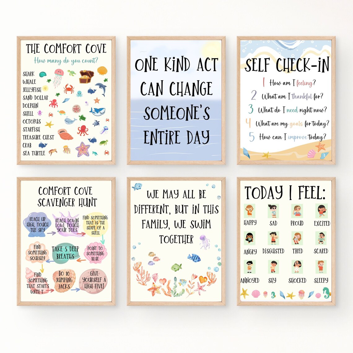 Calming Corner Posters for Homeschool Calm Down Corner Ocean Posters ...