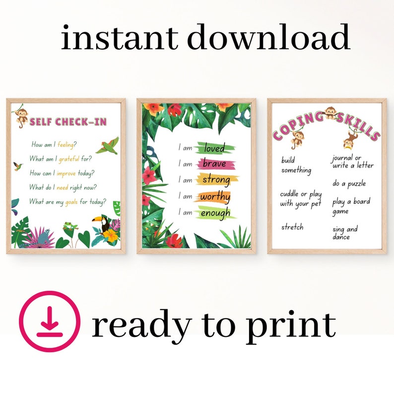 Rainforest Wall Art for Calm Down Corner Posters Calming Corner Tools ...