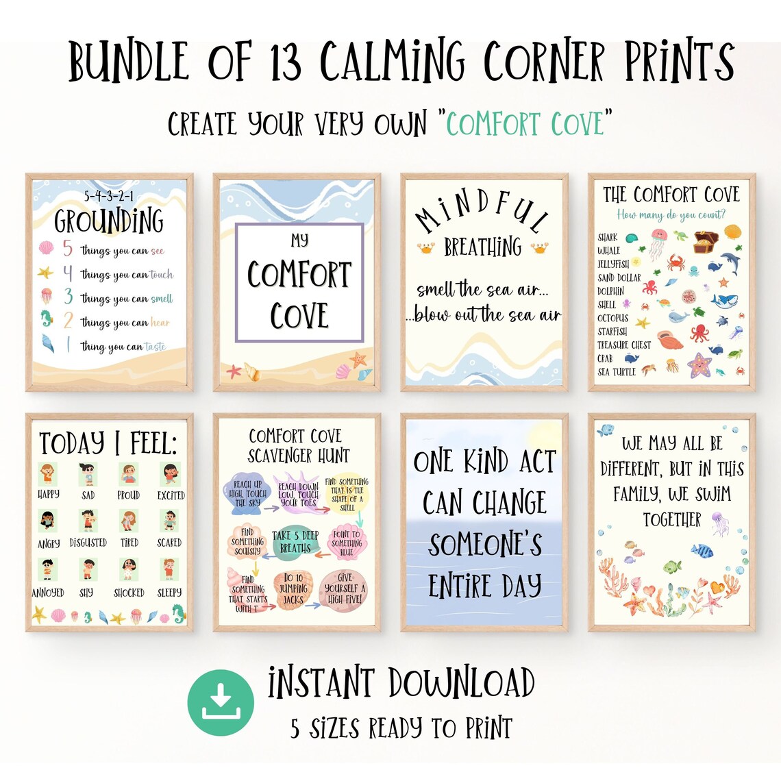 Calming Corner Posters for Homeschool Calm Down Corner Ocean Posters ...