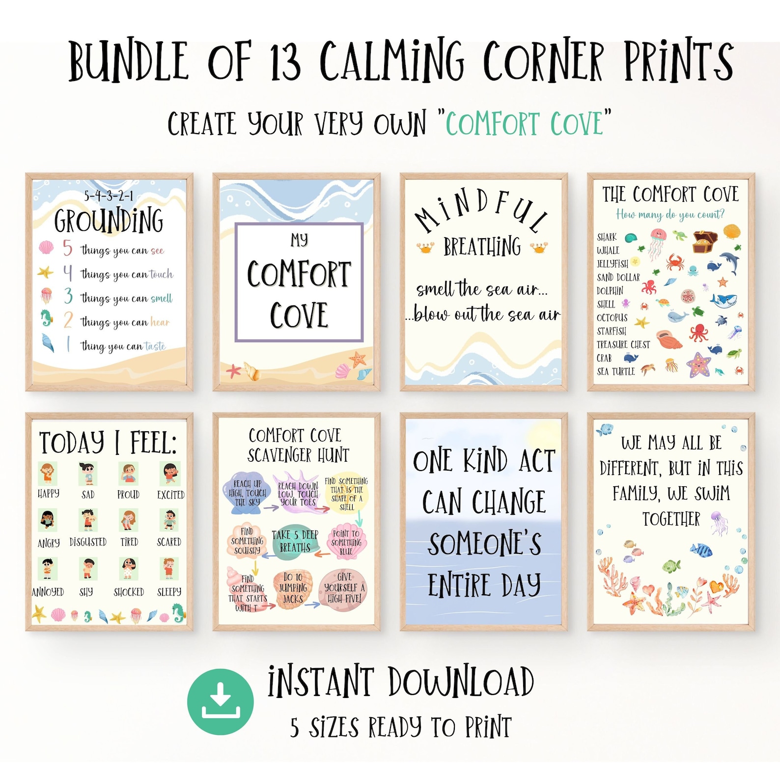 Calming Corner Posters for Homeschool Calm Down Corner Ocean Posters ...