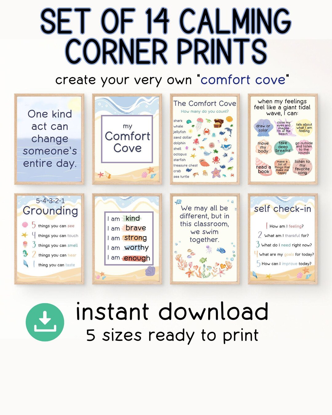 Calming Corner Posters for Homeschool Calm Down Corner Ocean Posters ...