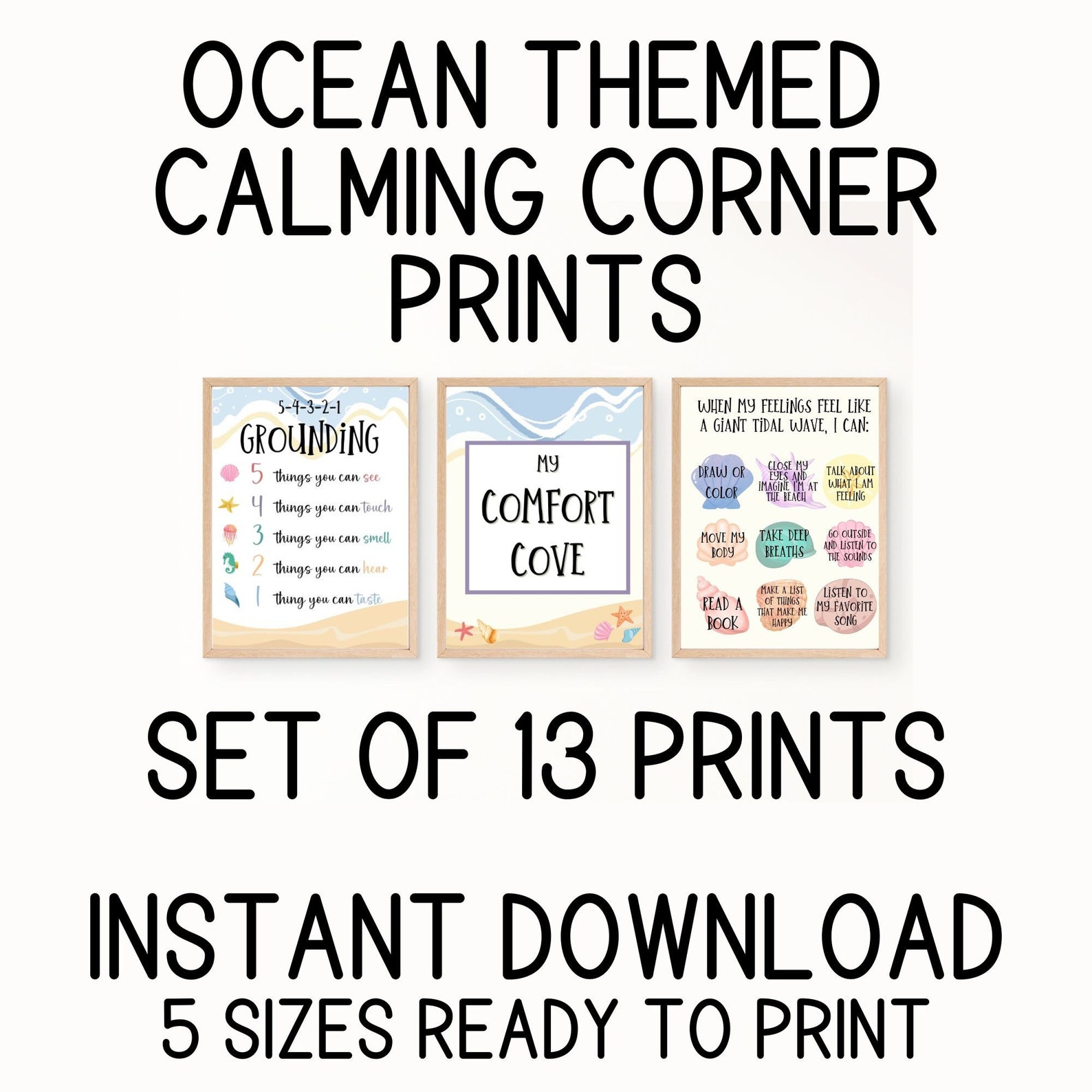 Ocean Wall Art Ocean Wall Decor for Kids Room Calming Corner Posters ...