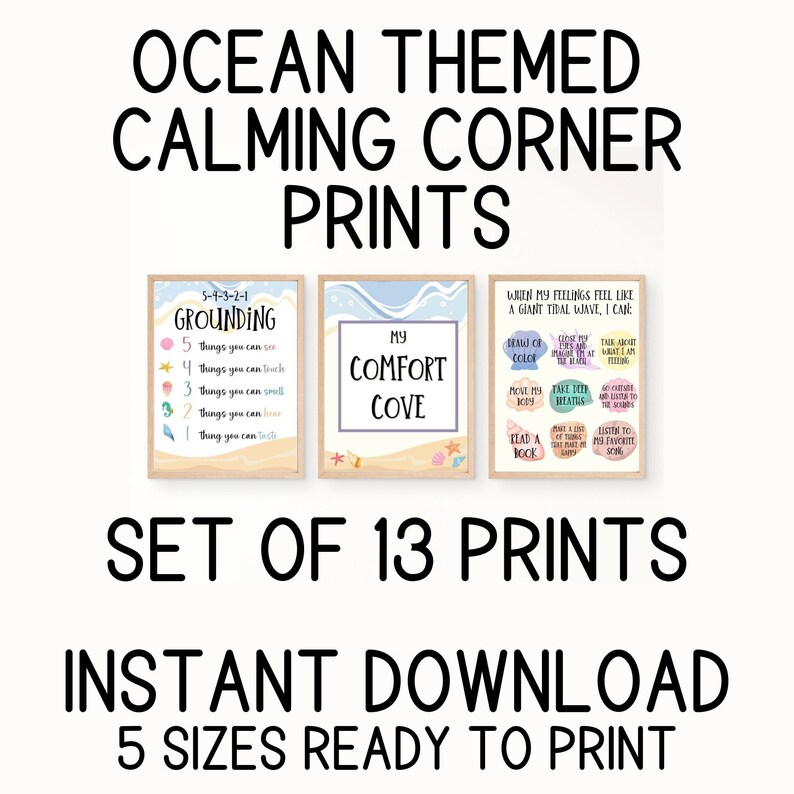 Ocean Wall Art Ocean Wall Decor for Kids Room Calming Corner Posters ...