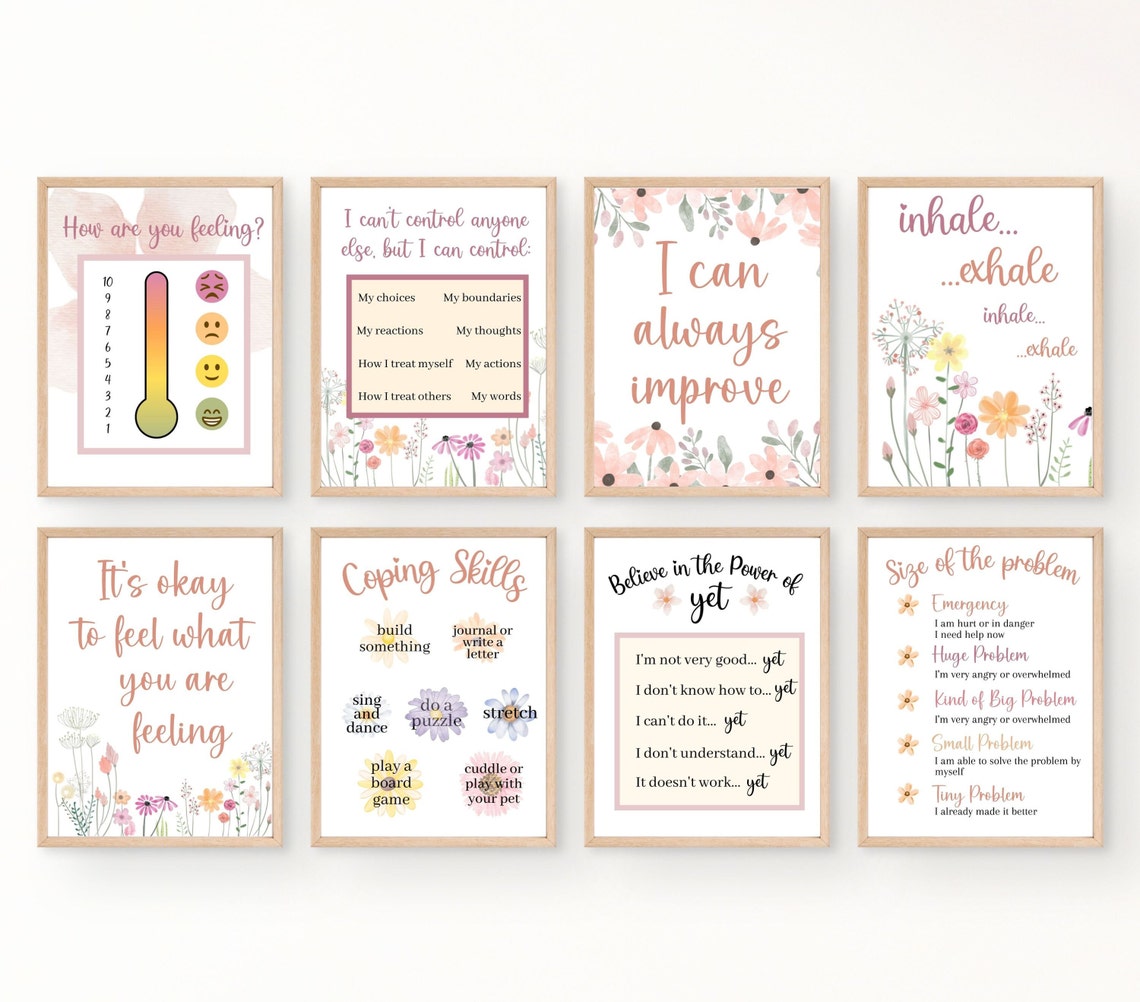 Preschool Classroom Posters Calm Down Corner Floral Wall Art for Calm ...