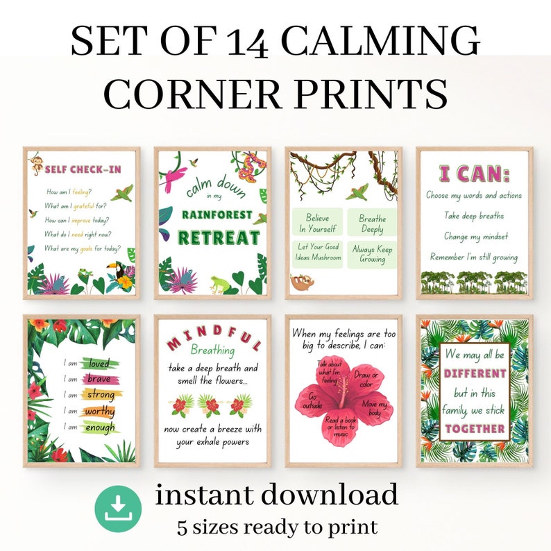 Set of 14 Calming Corner Posters for Calm Down Corner Homeschool ...