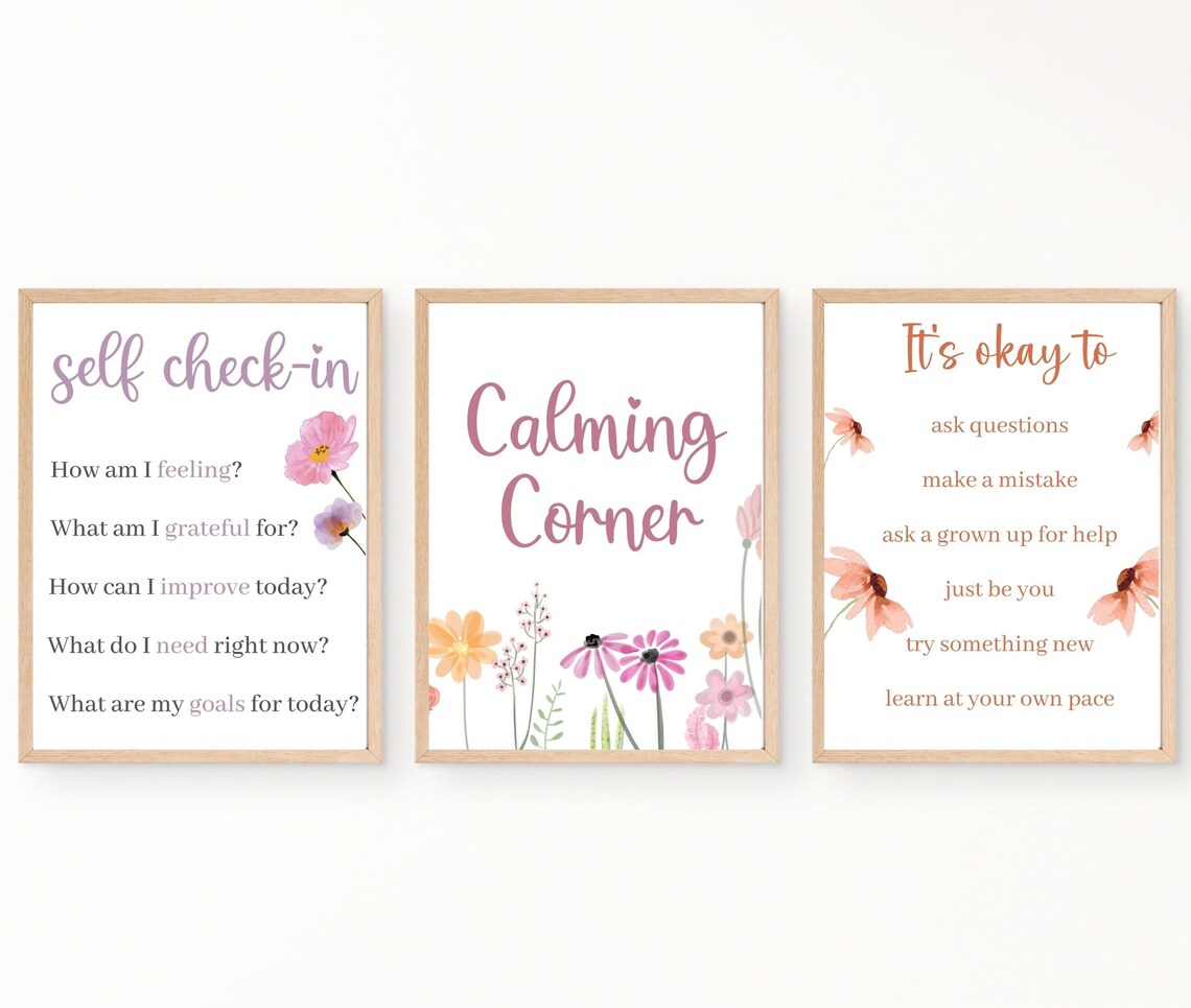 Preschool Classroom Posters Calm Down Corner Floral Wall Art for Calm ...